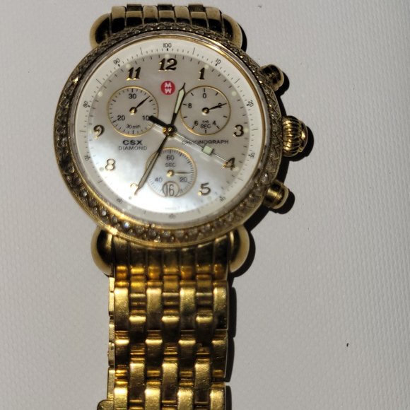 Michele | Jewelry | Michelle Csx Gold Watch Diamond Bezel | Poshmark
